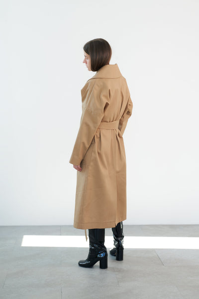 Cotton Trench Coat in Camel – evehanson.com